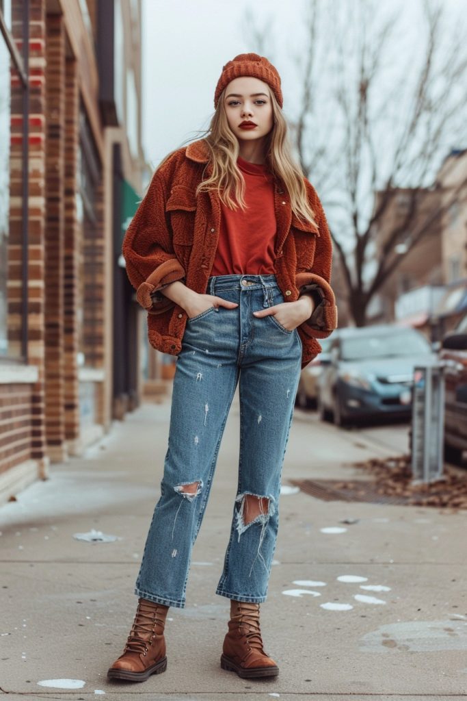 Street Style Meets Cozy Chic: The Rust-Colored Ensemble That Defines ...